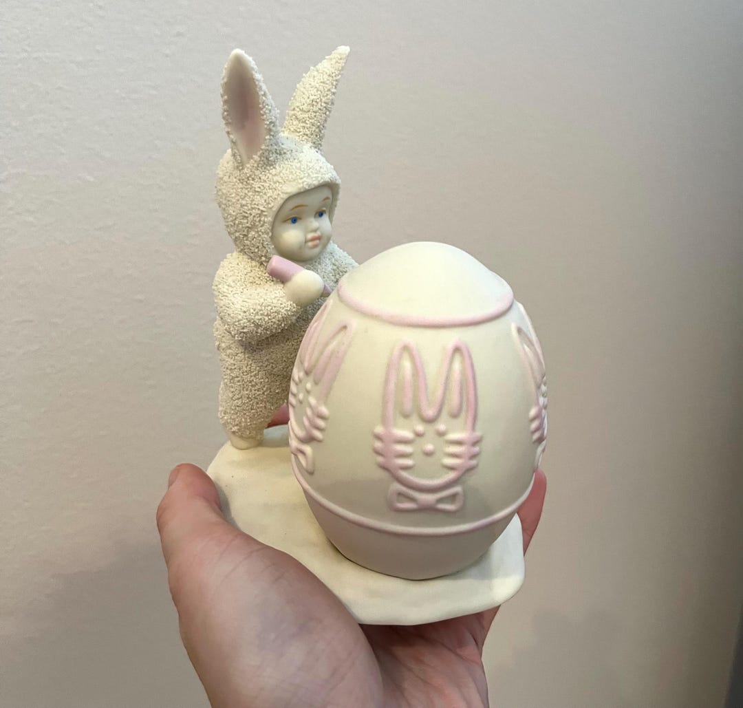 VINTAGE! Dept.56 Snowbunnies "i'll Color the Easter Egg" 1996 Easter ...