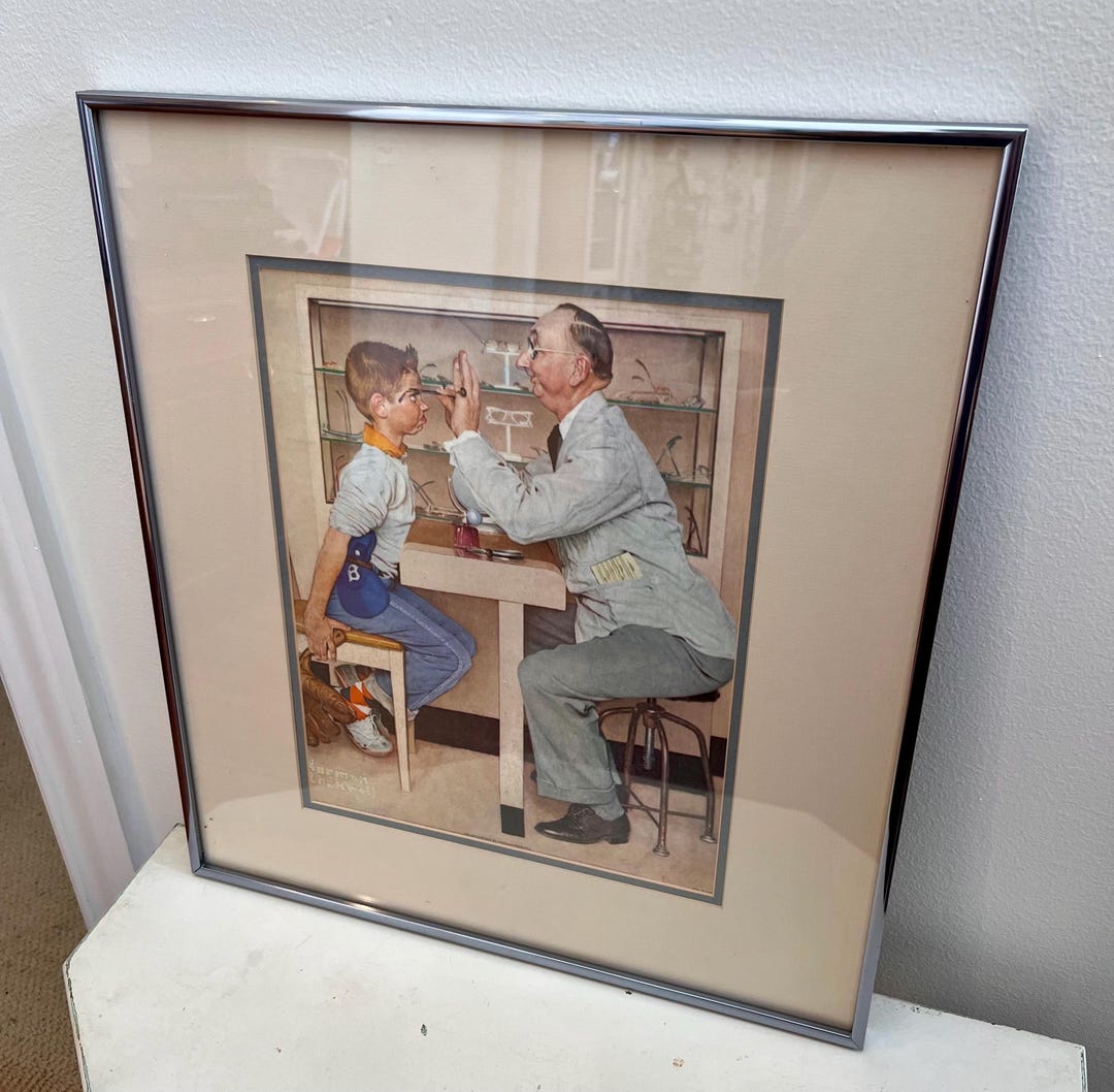 Vintage Norman Rockwell 'optometrist' Eye Doctor Print in Metal Frame ...