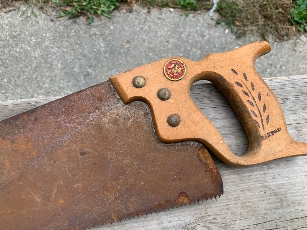 Vintage Primitive Warranted Superior 28 Inch Saw Wooden Handle W ...