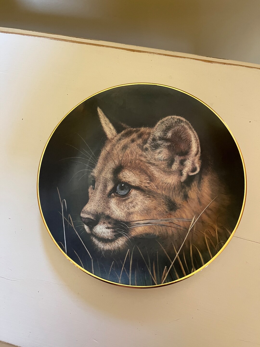VINTAGE Princeton Gallery Cubs of the Big Cats Collectors Plate 'cougar ...