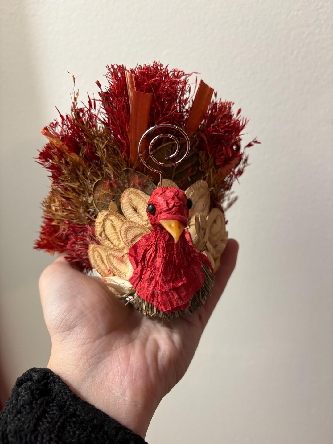 VINTAGE! Thanksgiving Turkey Harvest Straw Wood Centerpiece Decor Folk ...