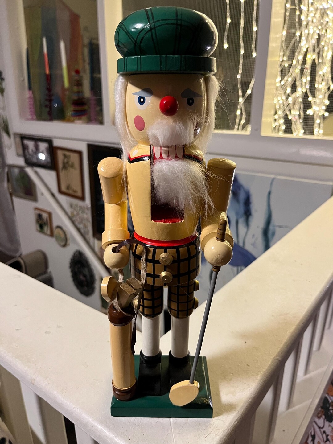 VINTAGE Wooden Christmas Nutcracker Plaid Golfer 13.5 - Etsy