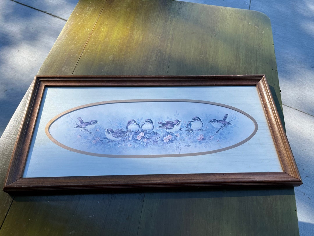 VINTAGE! Margie Marrow Bird Art in Frame - Etsy