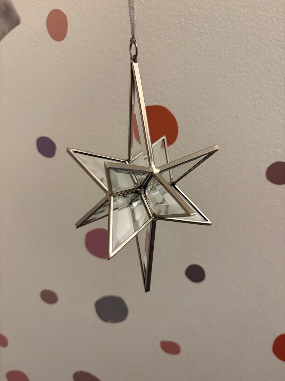 VINTAGE! Bethlehem Star Hanging Clear Bevel Glass 10 Point Christmas ...