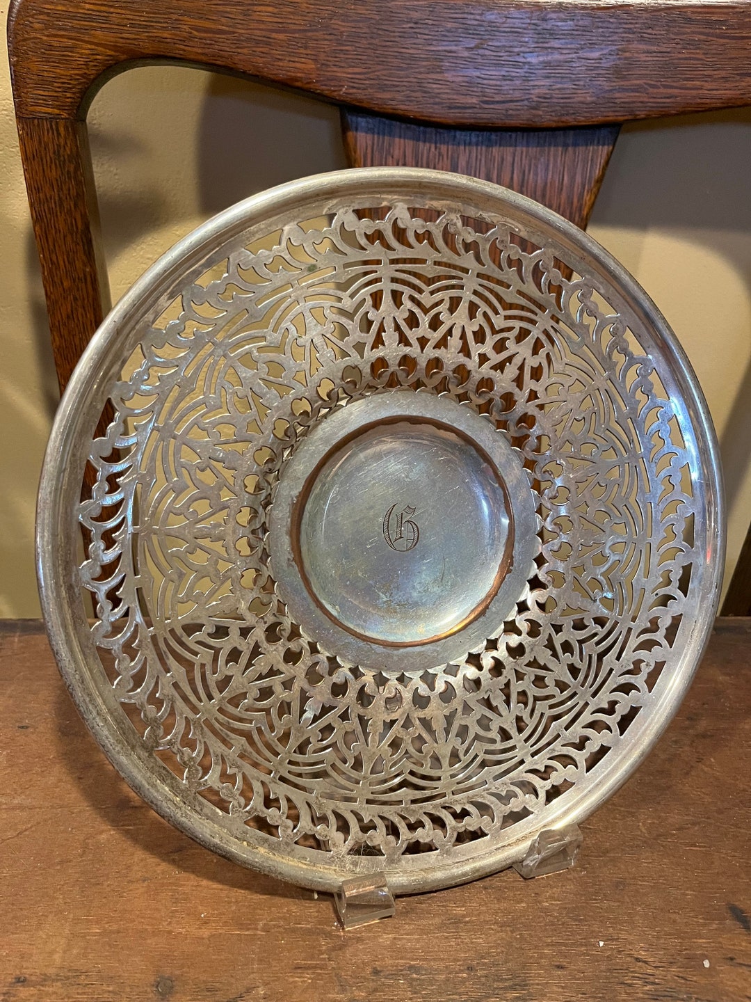 VINTAGE! Empire Art Reticulated Edge Monogrammed Silver Decorative ...