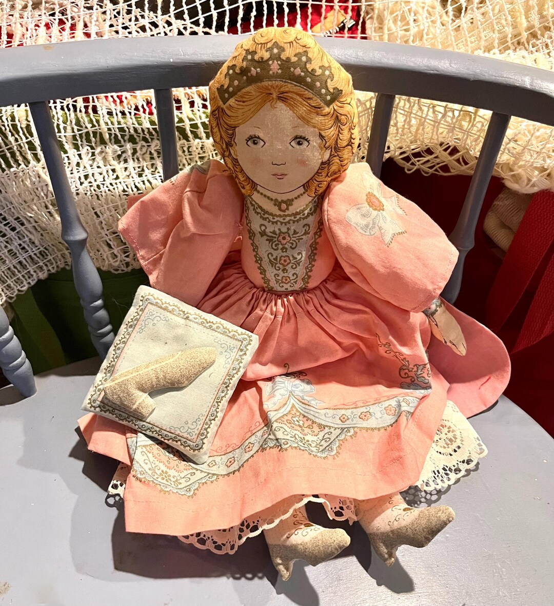 VINTAGE! Fabric Valerie Leonard 'cinderella' Doll W/ Pillow and Shoe ...