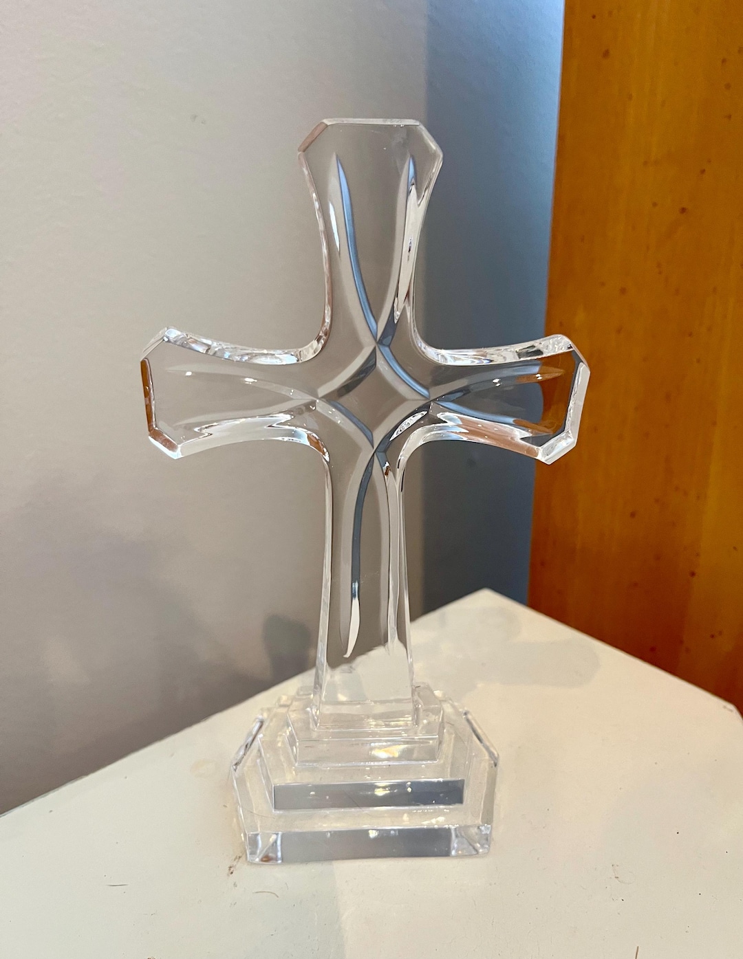 VINTAGE! Crystal Pressed Glass Cross - Etsy