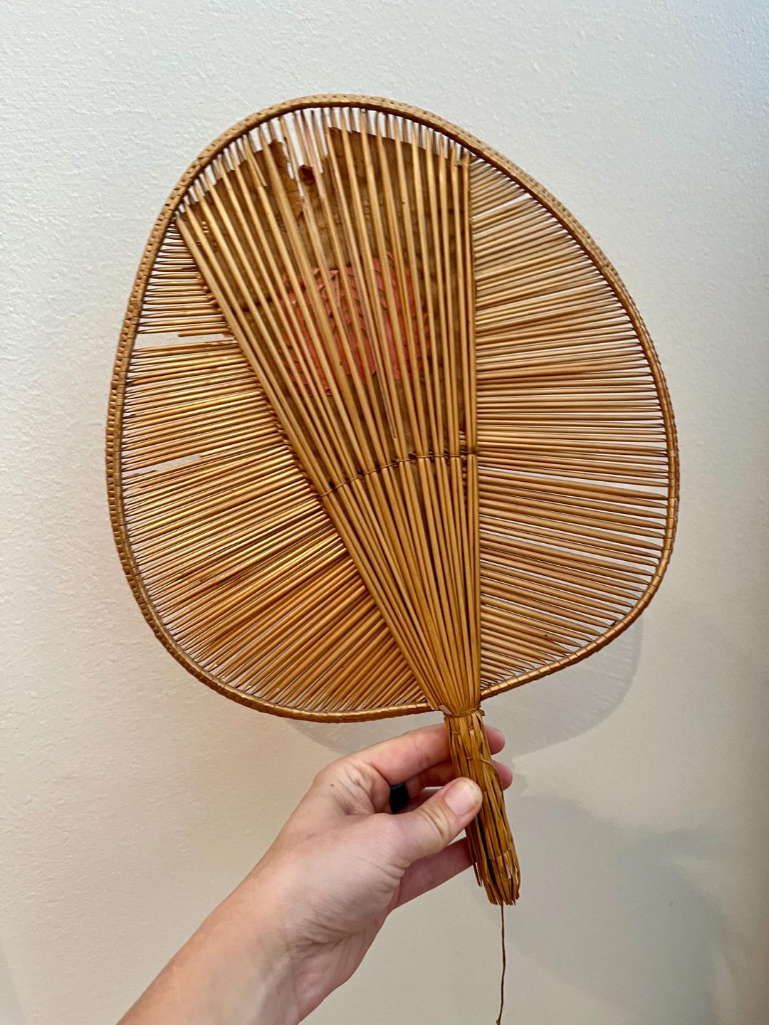 VINTAGE Decorative Woven Straw Hand Fan - Etsy