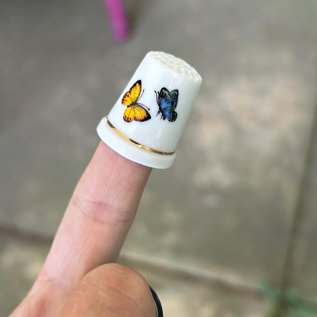 VINTAGE! Ceramic Thimble W/ Butterfly - Etsy