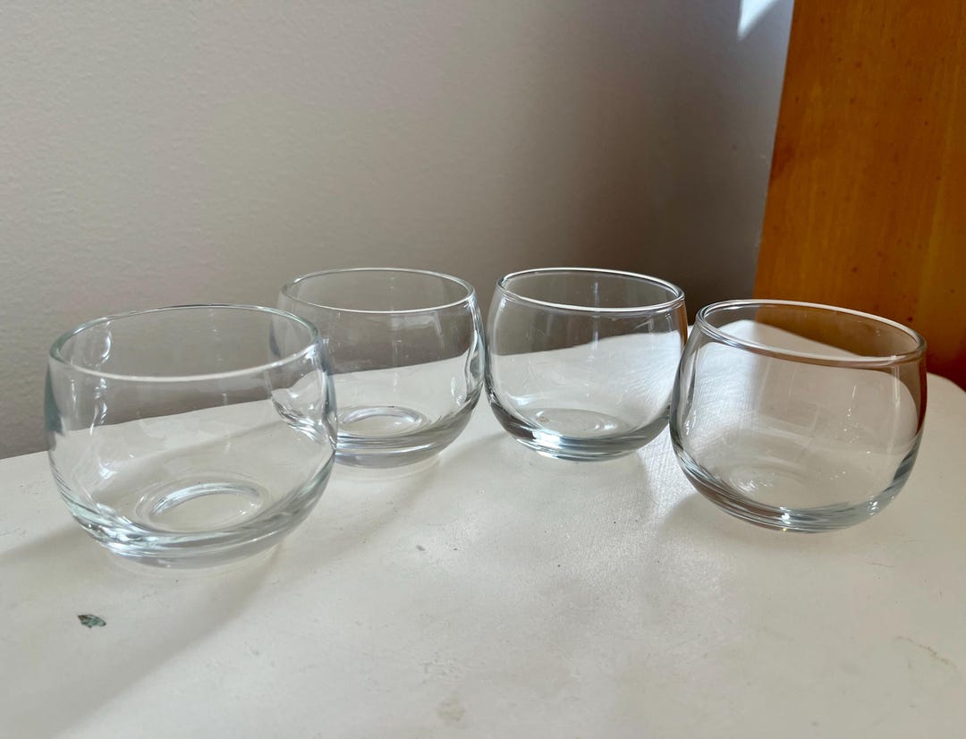 VINTAGE! 4 Roly Poly Clear Glass Tea Cups - Etsy