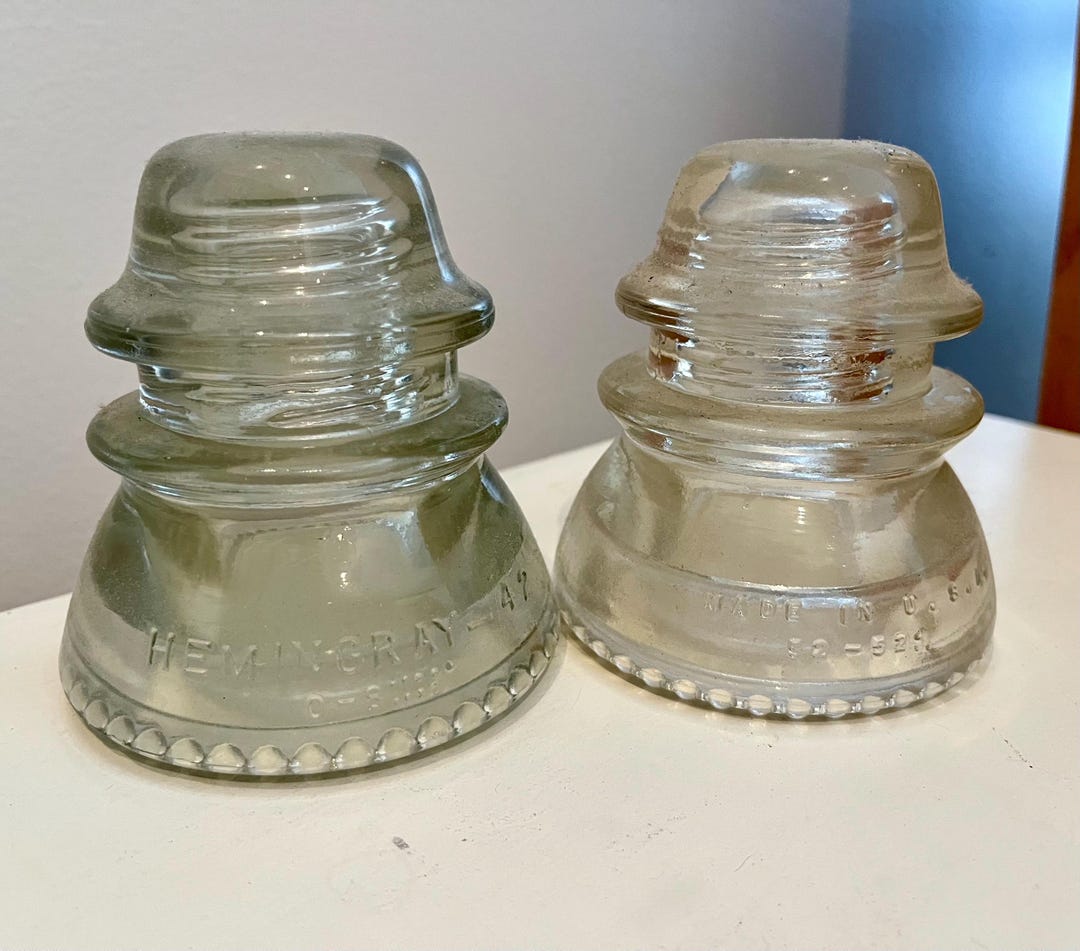 VINTAGE! 2 Hemingray 25 Clear Glass Insulators - Etsy