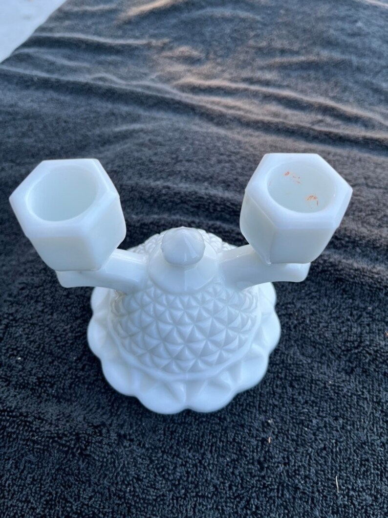 VINTAGE Imperial Milk Glass Laced Edge Triangle Pattern - Etsy