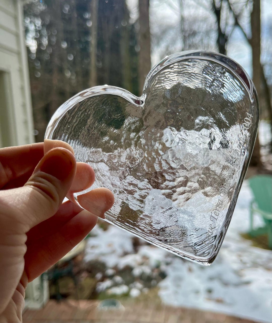 VINTAGE! Clear Glass Heart Coaster Decoration - Etsy