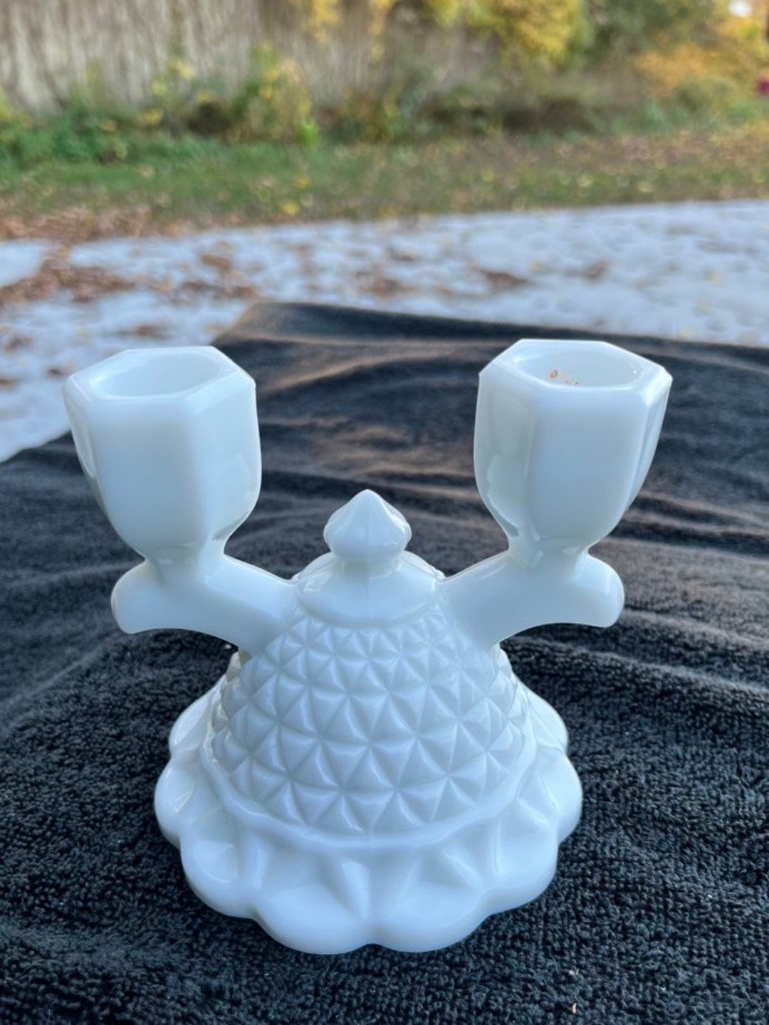 VINTAGE Imperial Milk Glass Laced Edge Triangle Pattern - Etsy