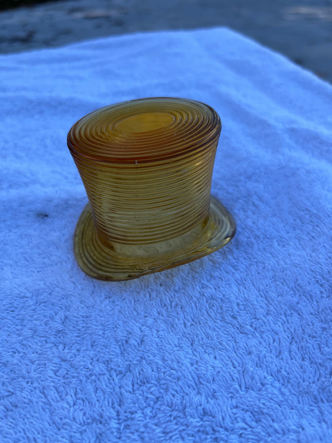 VINTAGE Depression Glass Amber Hat Toothpick Holder - Etsy