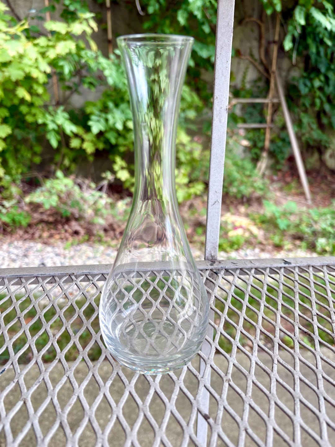 VINTAGE! Clear Glass Round Long Neck Bud Vase - Etsy