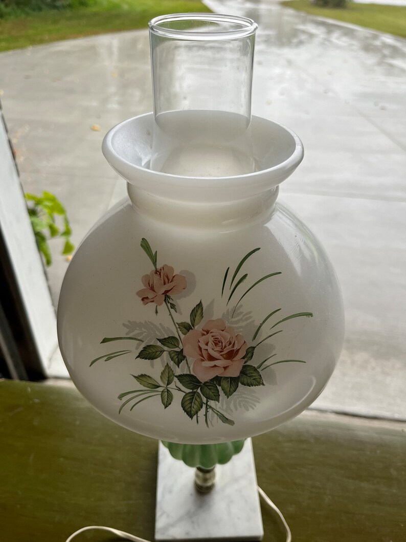 VINTAGE Floral Hurricane Table Lamp - Etsy