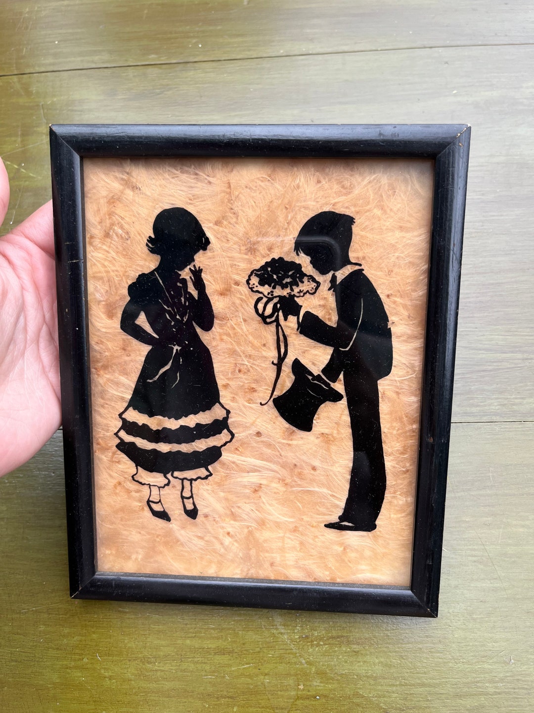 Vintage Silhouette Couple W/ Milkweed Background in Frame - Etsy