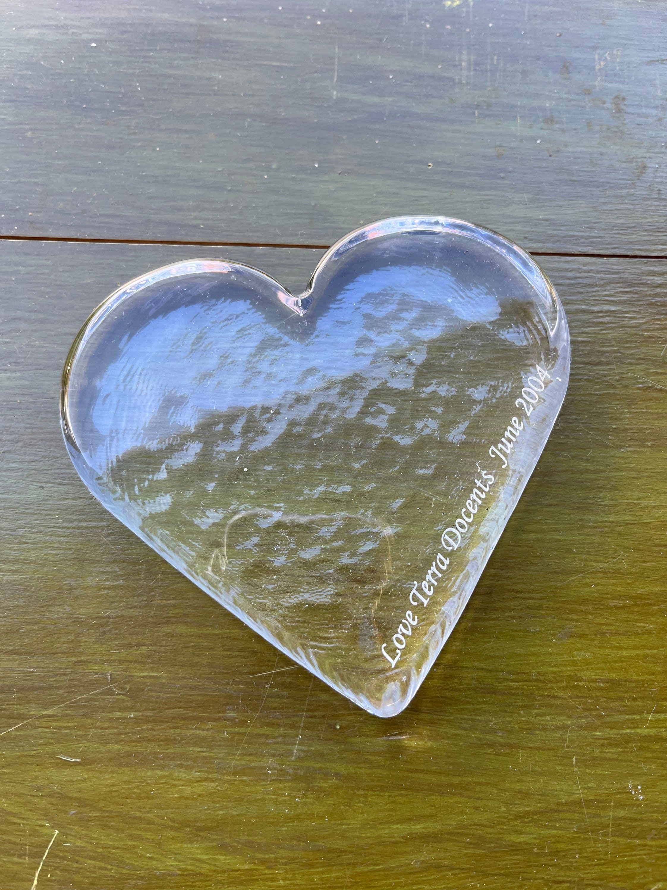 VINTAGE! Clear Glass Heart Coaster Decoration - Etsy
