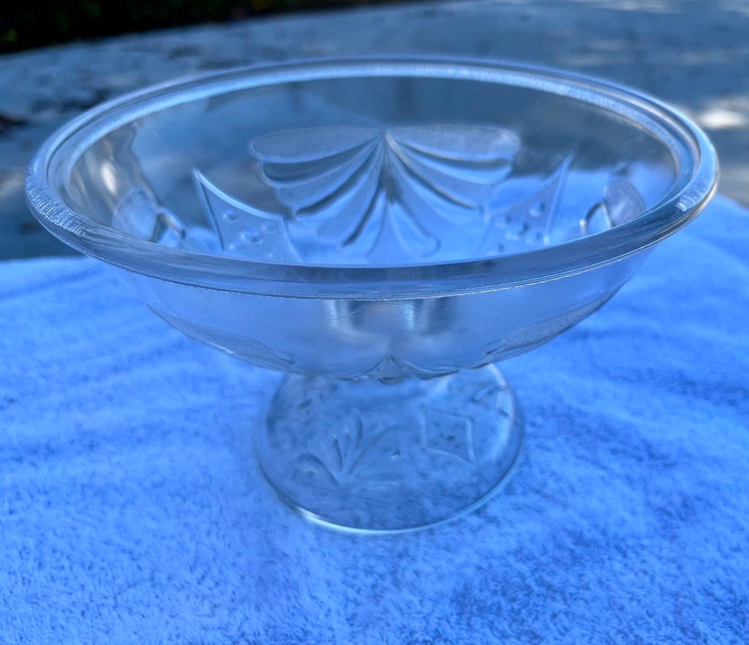VINTAGE Pressed Glass Compote Bowl - Etsy