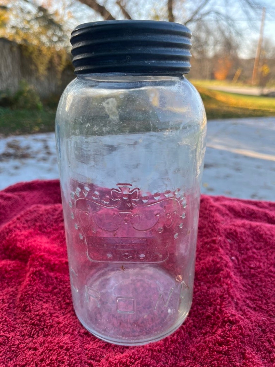 VINTAGE! Crown Mason Ball Jar W/ Lid - Etsy