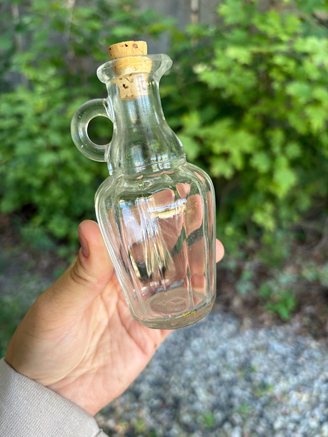 VINTAGE! Clear Glass Miniature Pitcher W/ Cork Stop - Etsy
