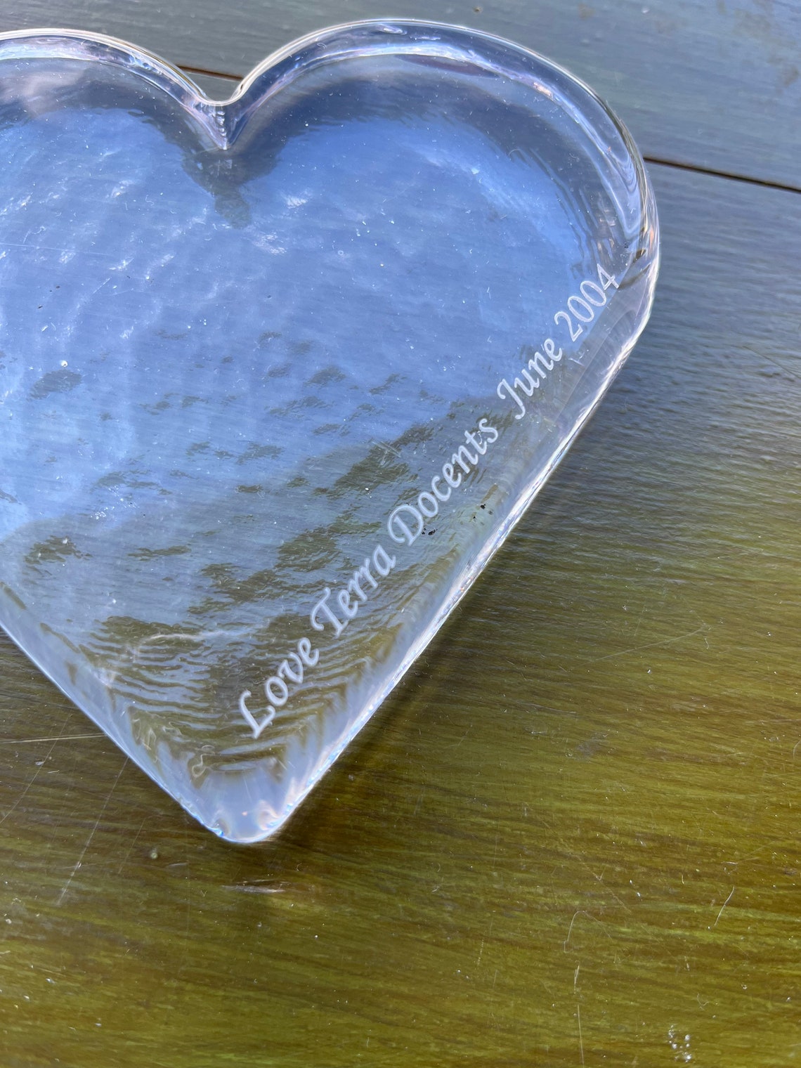 VINTAGE! Clear Glass Heart Coaster Decoration - Etsy
