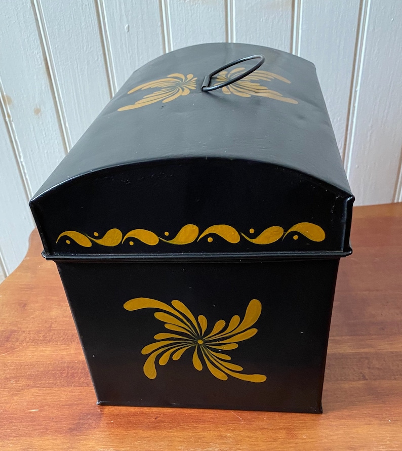 Antique Decorated Tin Dome Lid Document Box - Etsy