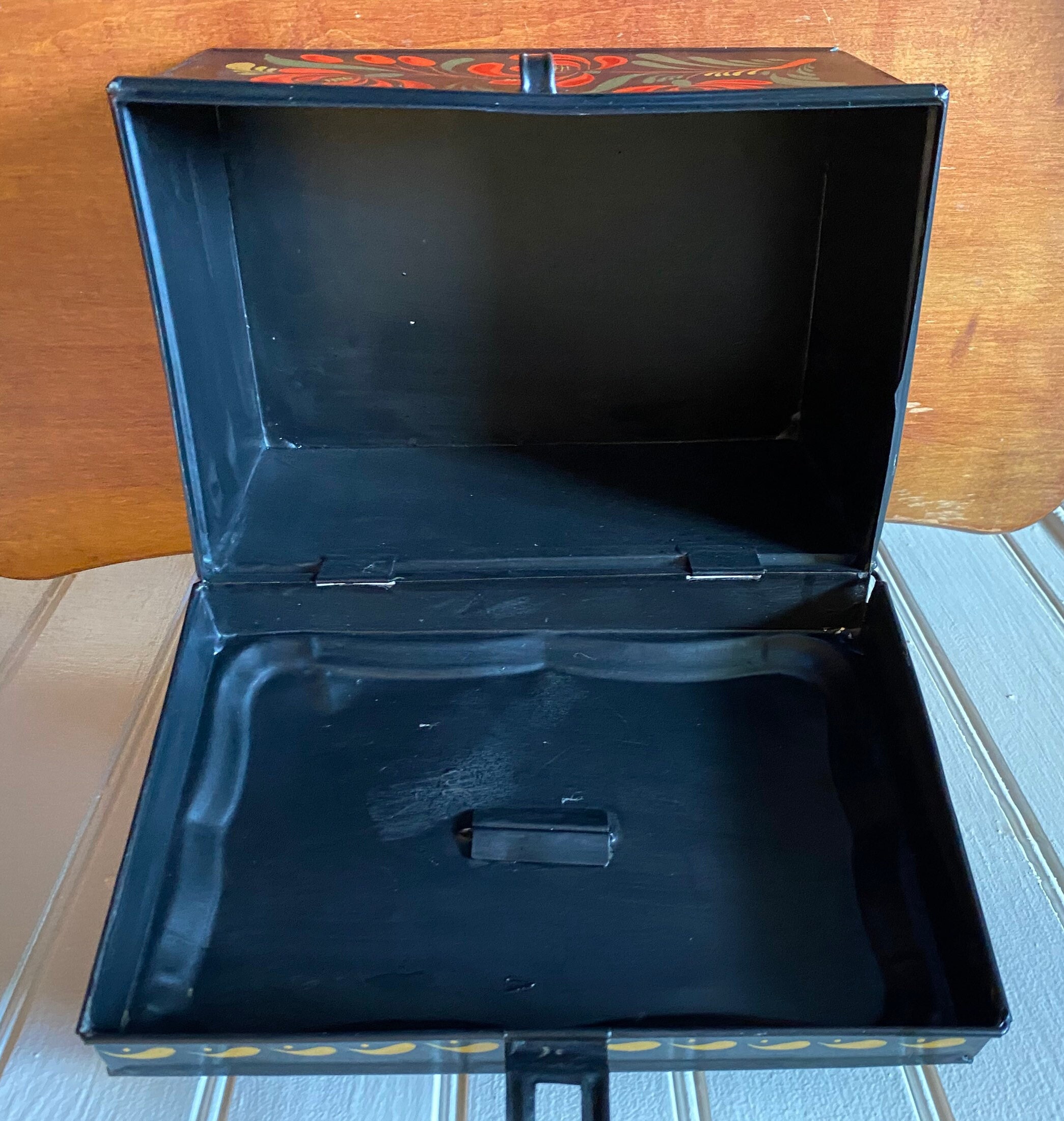 Antique Decorated Tin Deed Box - Etsy