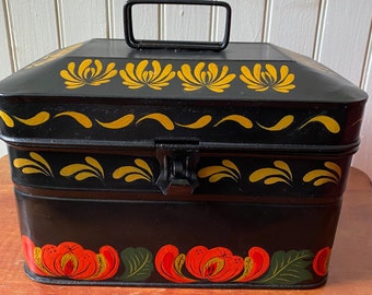 Antique Decorated Tin Dome Lid Document Box | Etsy