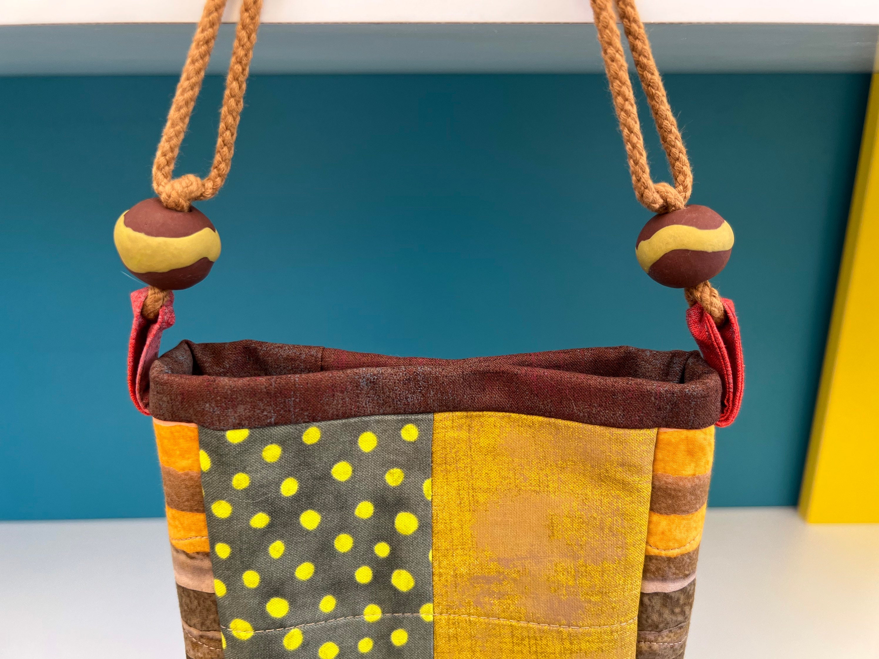 Small Fabric Bag in Rich Neutral Colors and Patterns, Lightweight ...