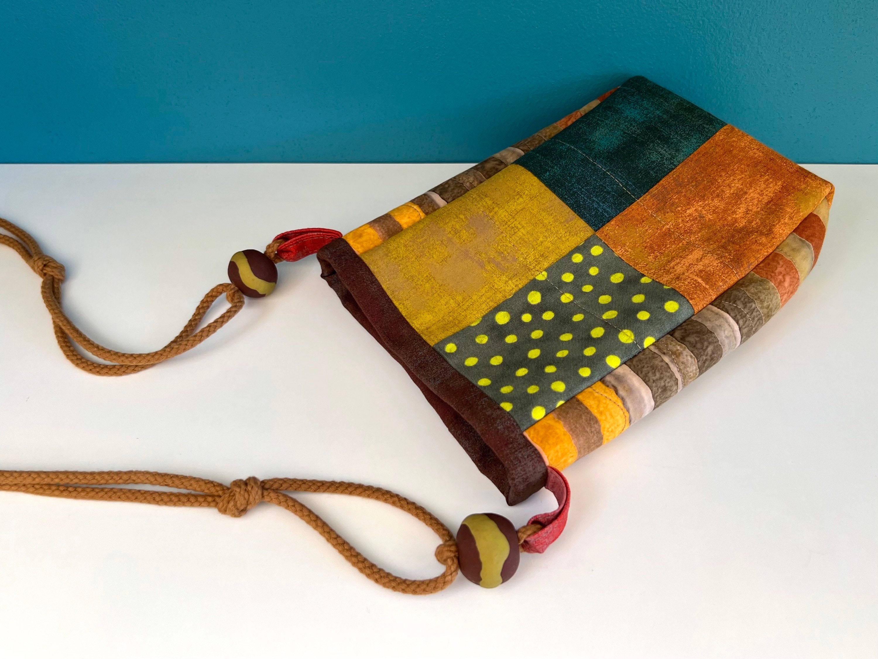 Small Fabric Bag in Rich Neutral Colors and Patterns, Lightweight ...