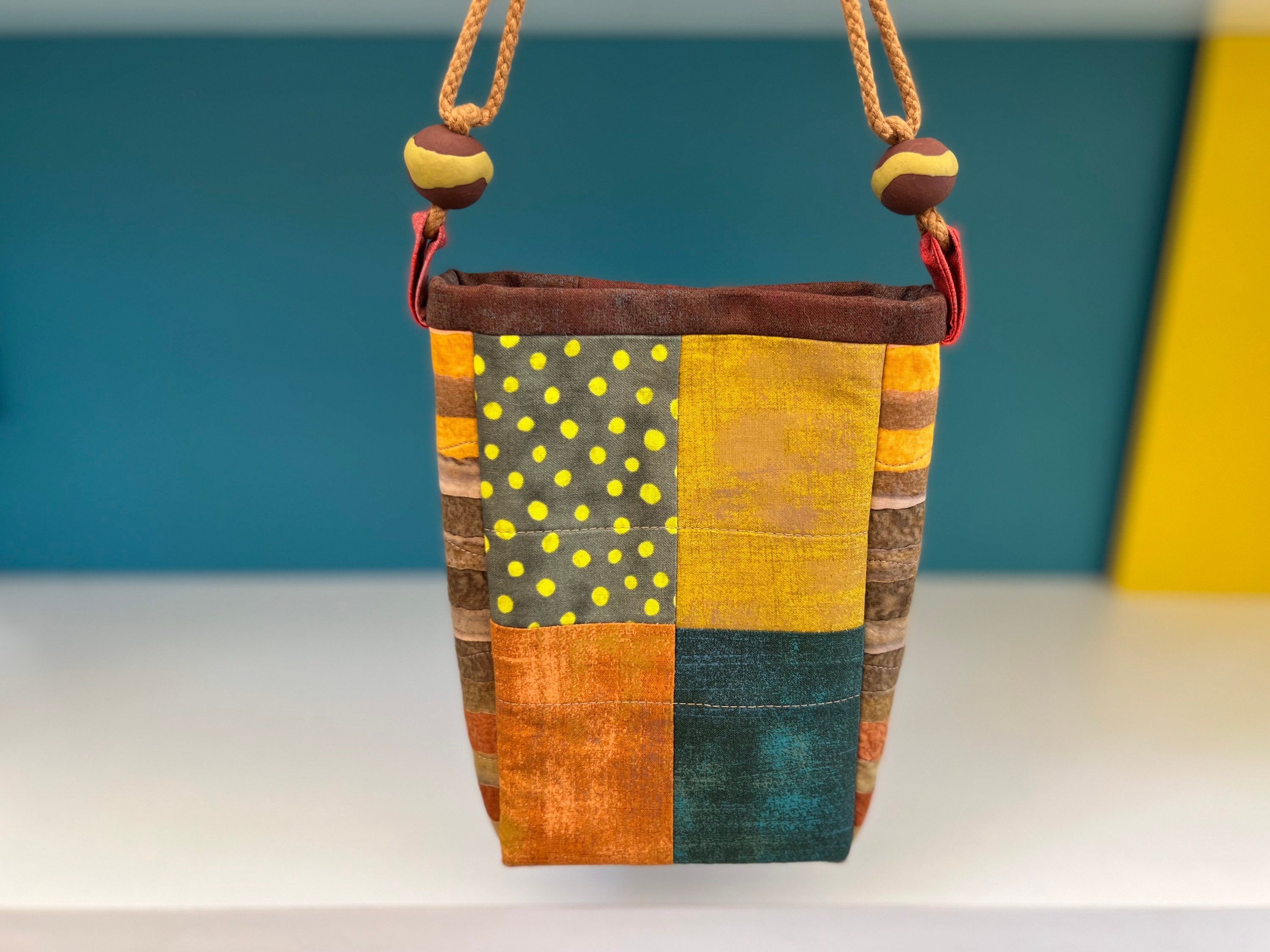 Small Fabric Bag in Rich Neutral Colors and Patterns, Lightweight ...