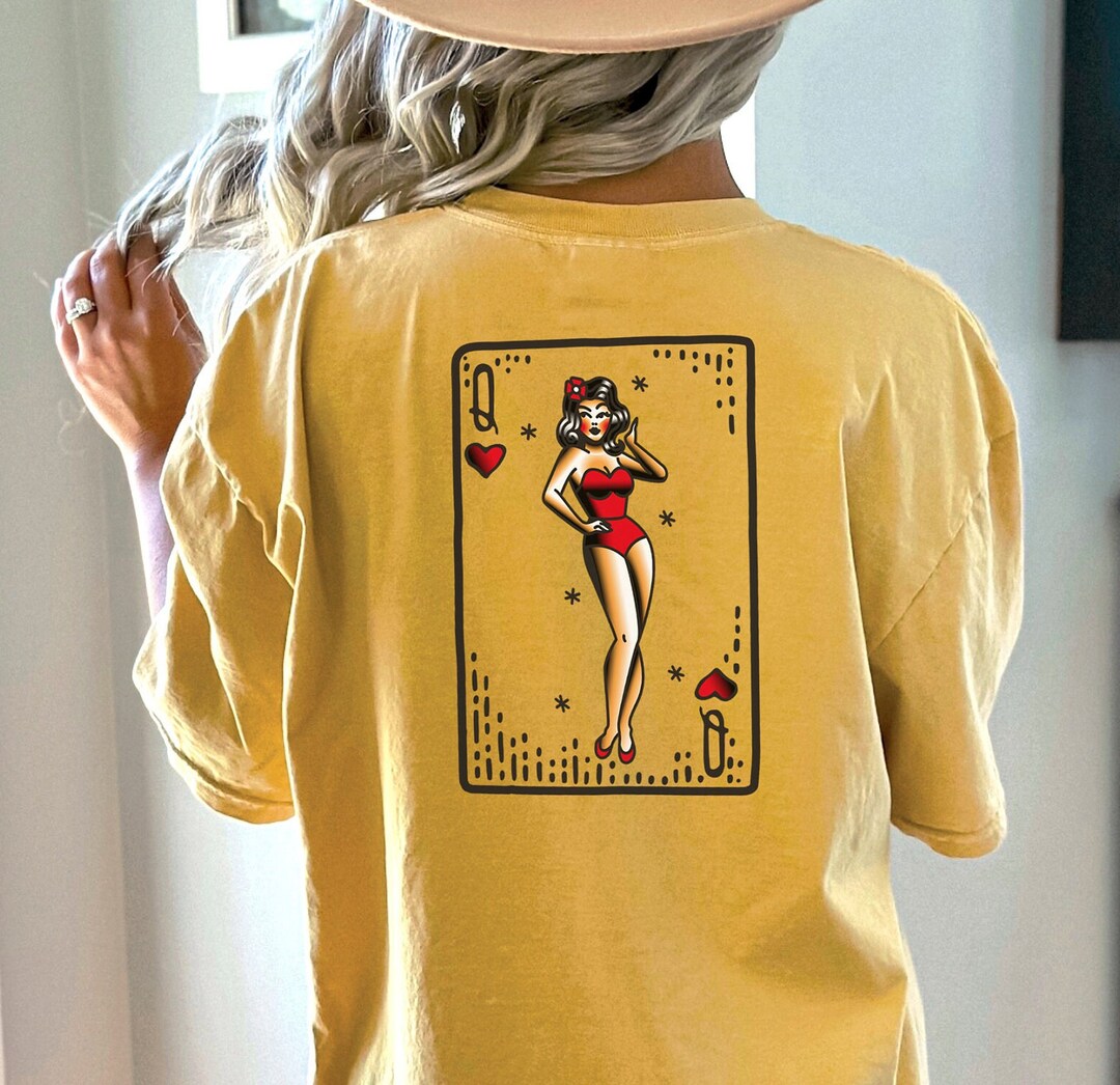 Pinup Girl Shirt, Queen of Hearts Shirt, Pinup Model, Tattoo Pinup ...