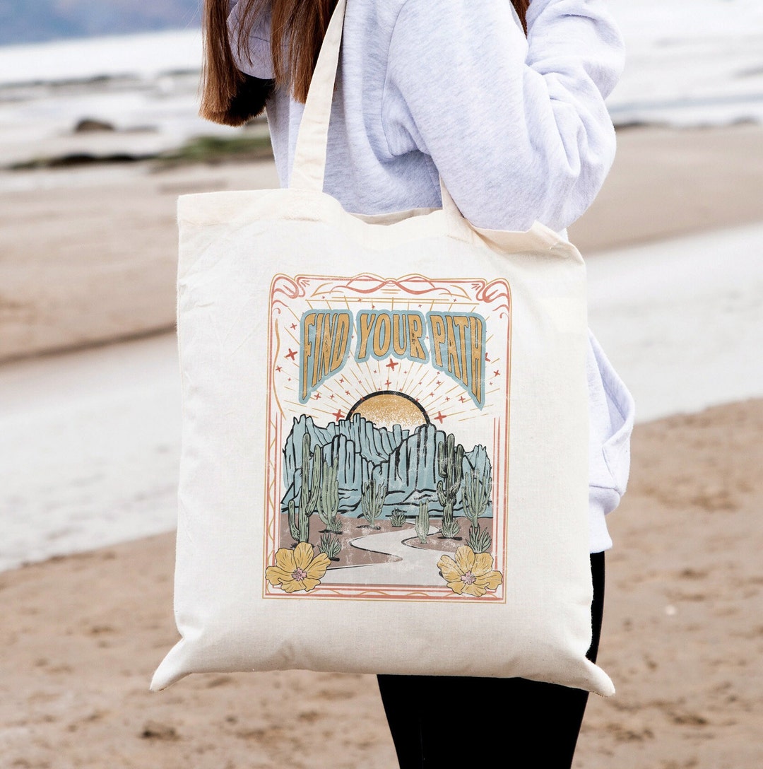 Find Your Path Tote, Boho Totebag, Camping Bag, Mental Health, Travel ...