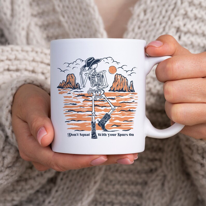 Spur Cowboy Mug, Skeleton Mug, Western Mug, Coffee Lover, Funny Mug ...