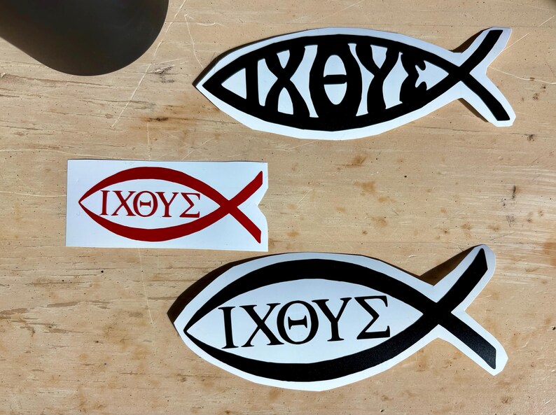 Orthodox Christian Icthus Fish Decal - Greek Translation - Permanent ...