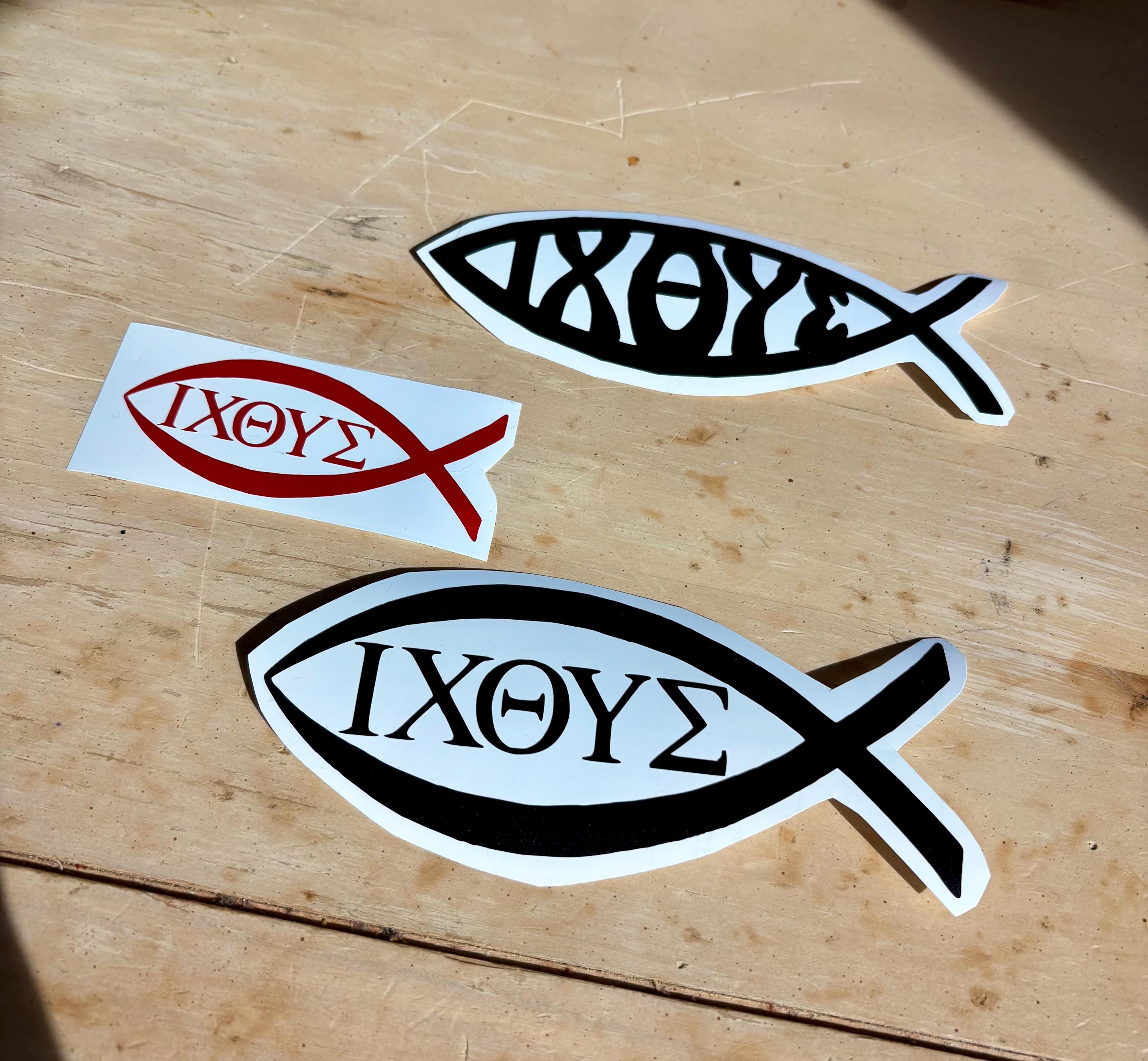 Orthodox Christian Icthus Fish Decal - Greek Translation - Permanent ...