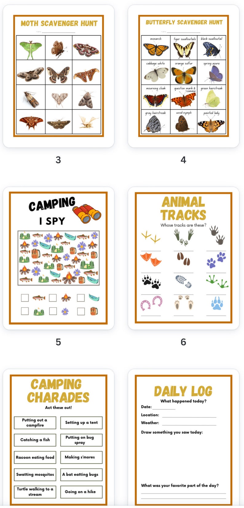Printable Camping Activities - Etsy