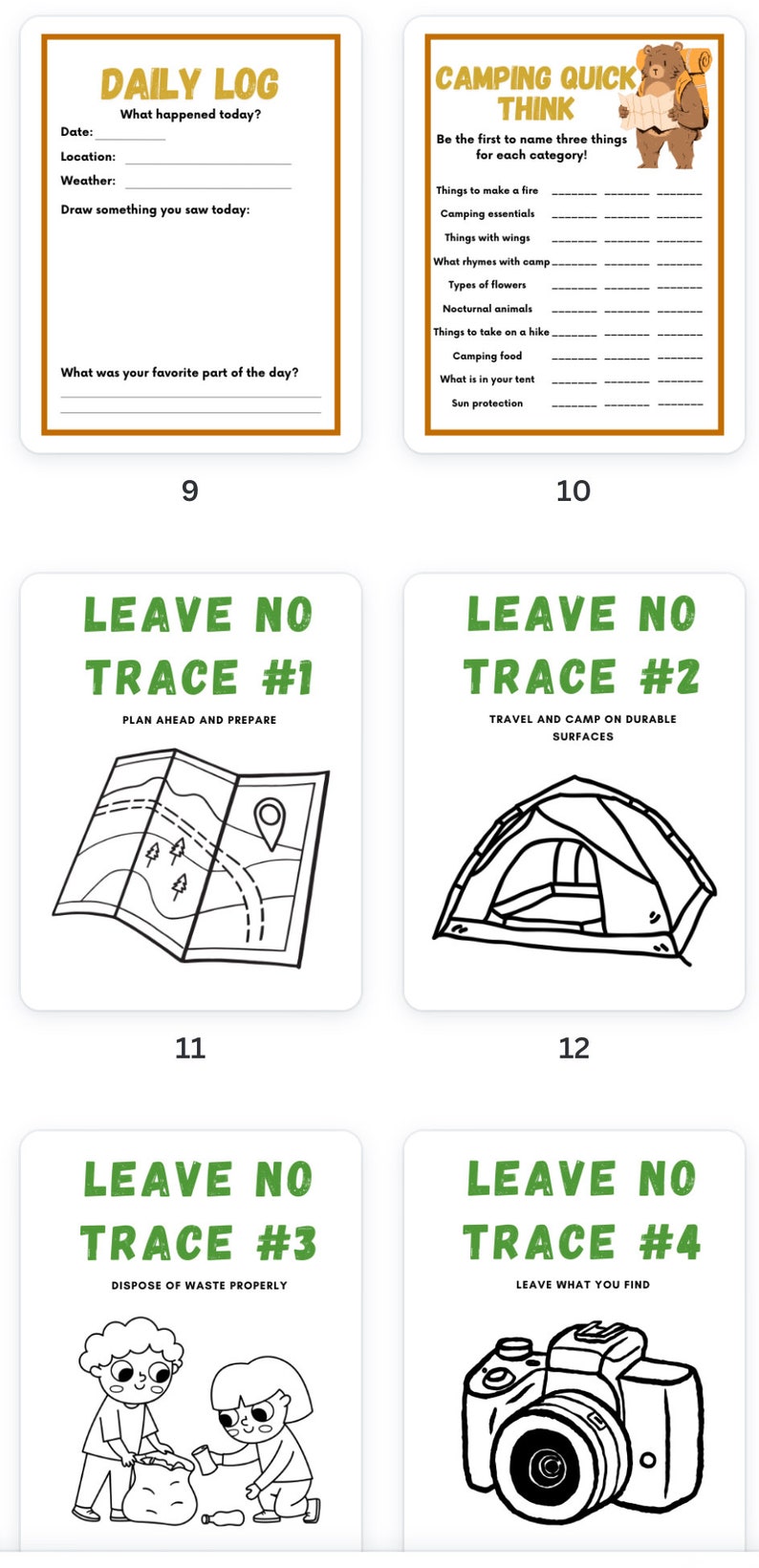 Printable Camping Activities - Etsy