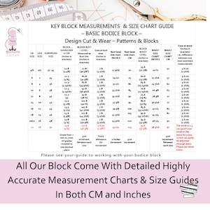 Basic Fitted Bodice Block UK 4-22* -USA (0-18*) & EU Size Conversions ...
