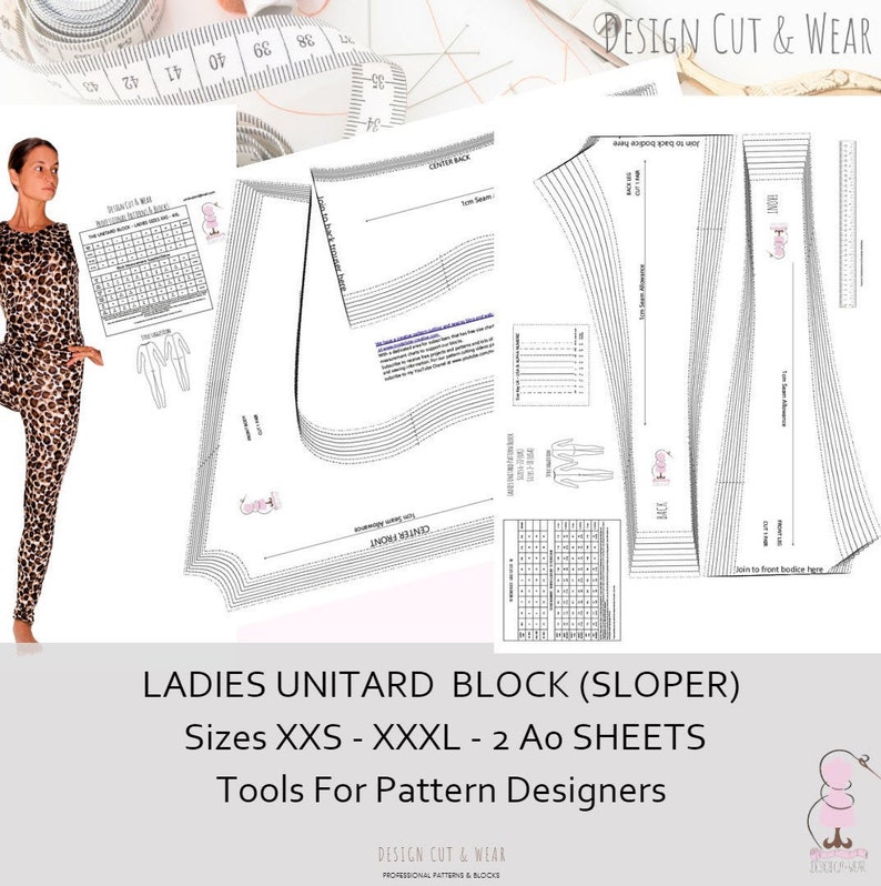 Unitard Pattern Block in Sizes UK 6 to 22 USA 2 18 Plus - Etsy UK