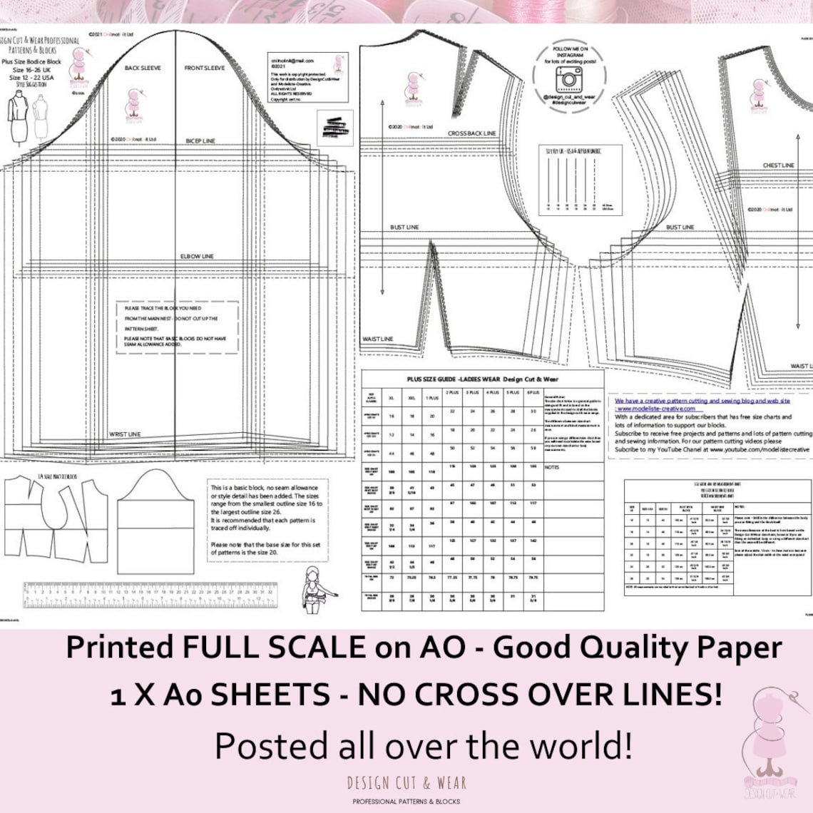 Plus Size Ladies Bodice Block & Sleeve UK Size 16 to 26 US - Etsy UK