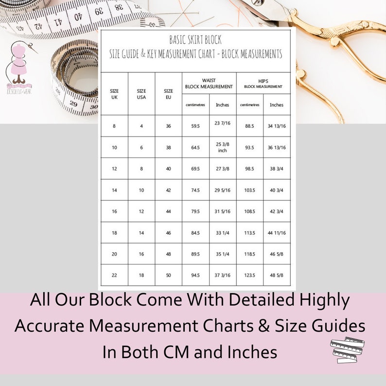 Basic Skirt Block - Detailed Measurements Supplied- Pattern Cutting ...