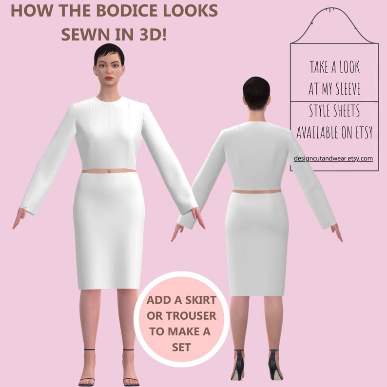 Basic Fitted Bodice Block -sloper UK Sizes 8-22 - USA (2-18) and ...