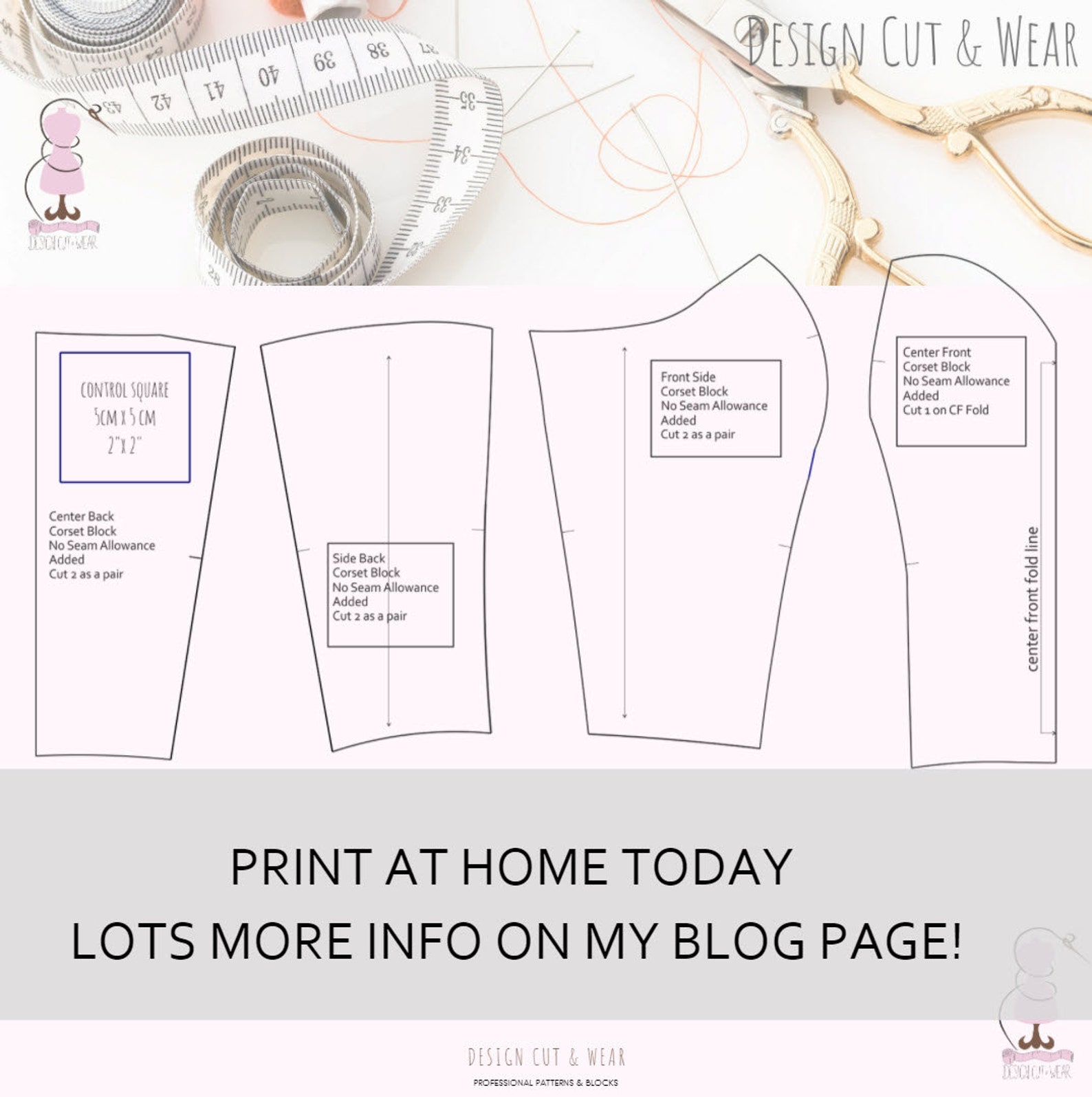 Corset Pattern Blocks PDF Download Immediately Size 10 to 18 UK Contour ...