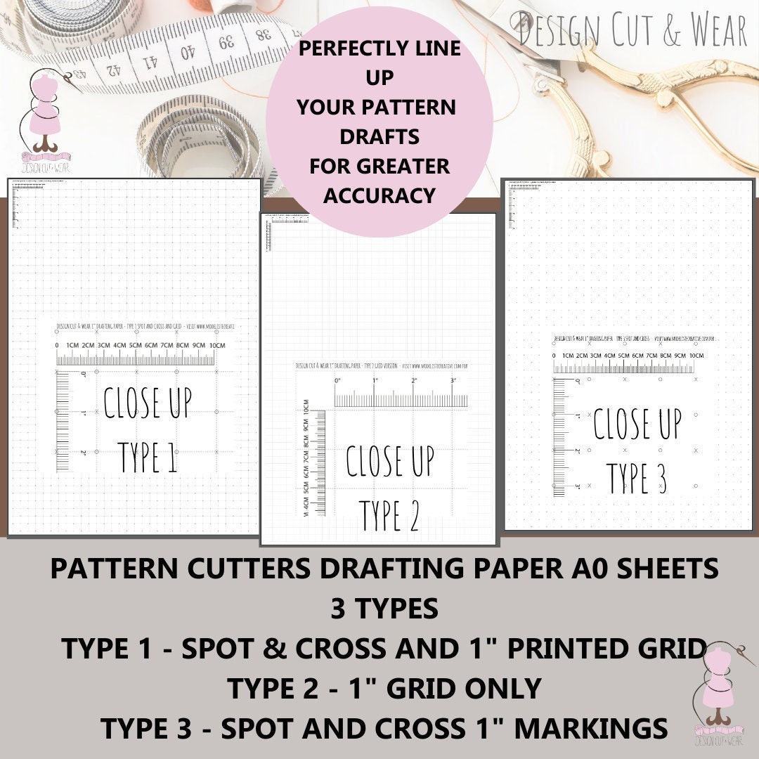 Pattern Drafters Paper - 3 X A0 Sheets in a Pack - Spot & Cross - 1 ...