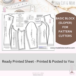 Ladies Fitted Jacket Block - With 2 Piece Fitted Sleeve - UK Size 8-18 ...