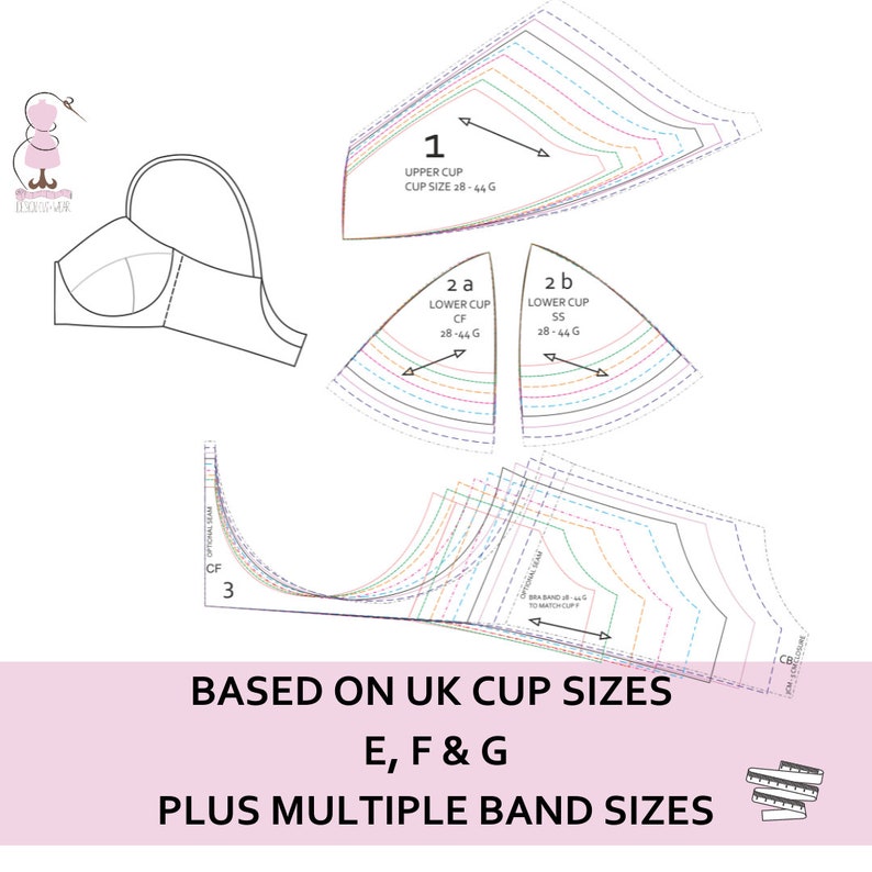 Basic Bra Pattern Block (sloper) - Larger- Cup Size E, F & G (UK ...