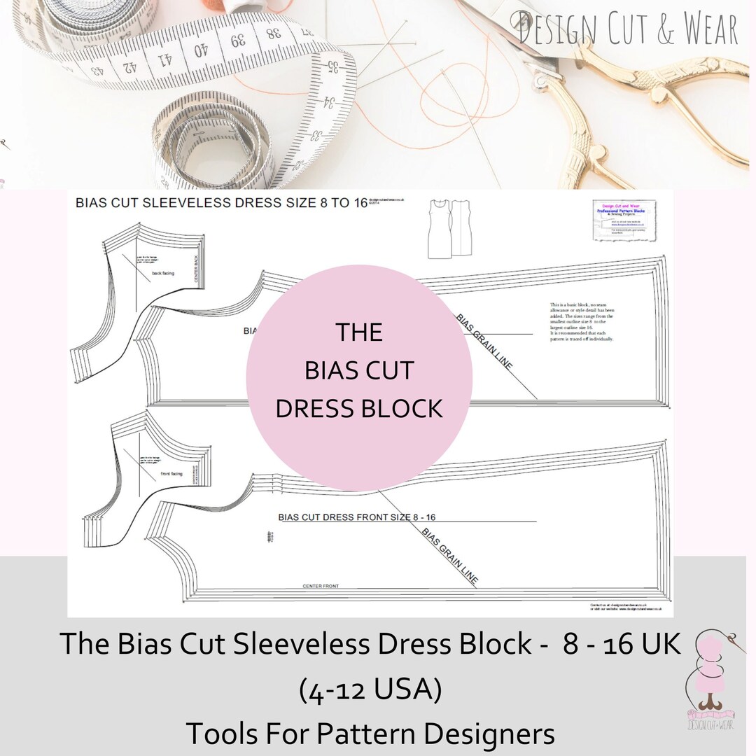 The Bias Cut Dress Block - Sleeveless Style With Facing Shape Supplied ...